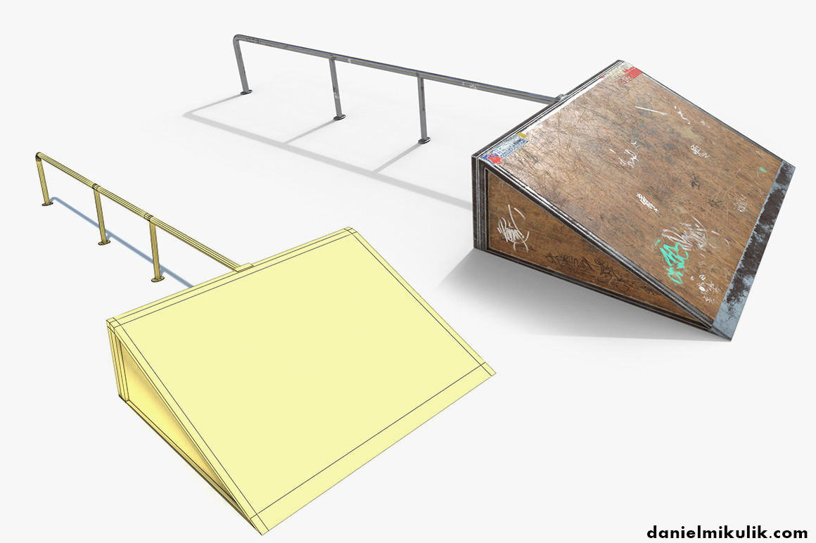 Small sk8 Ramp PBR Textures, an Environmental 3D Model by Daniel Mikulik