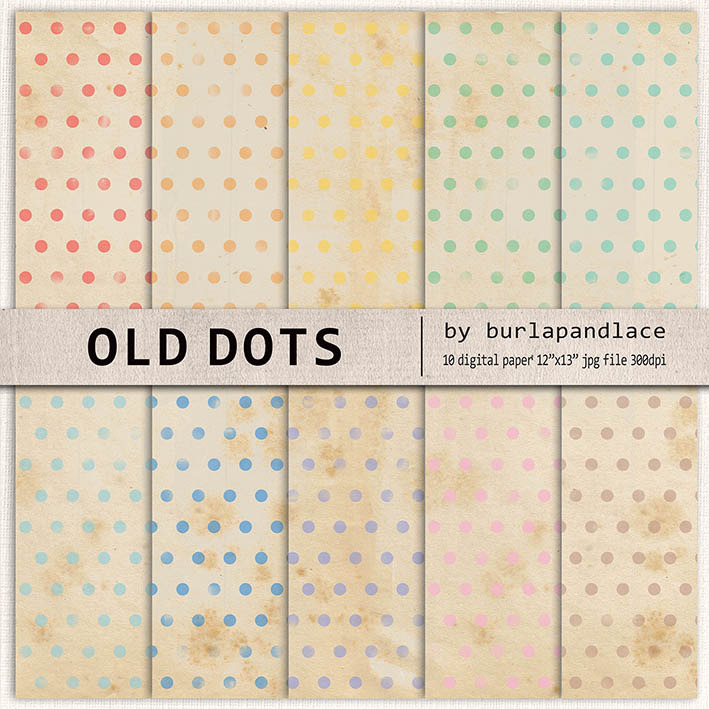 Old paper dots digital paper, a Pattern Graphic by burlapandlace