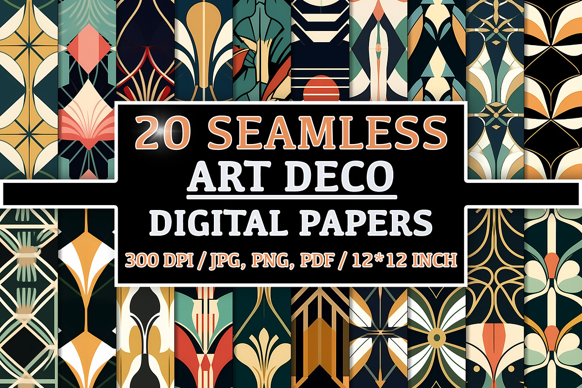 20 Seamless Art Deco Patterns, a Pattern Graphic by Nordic Design