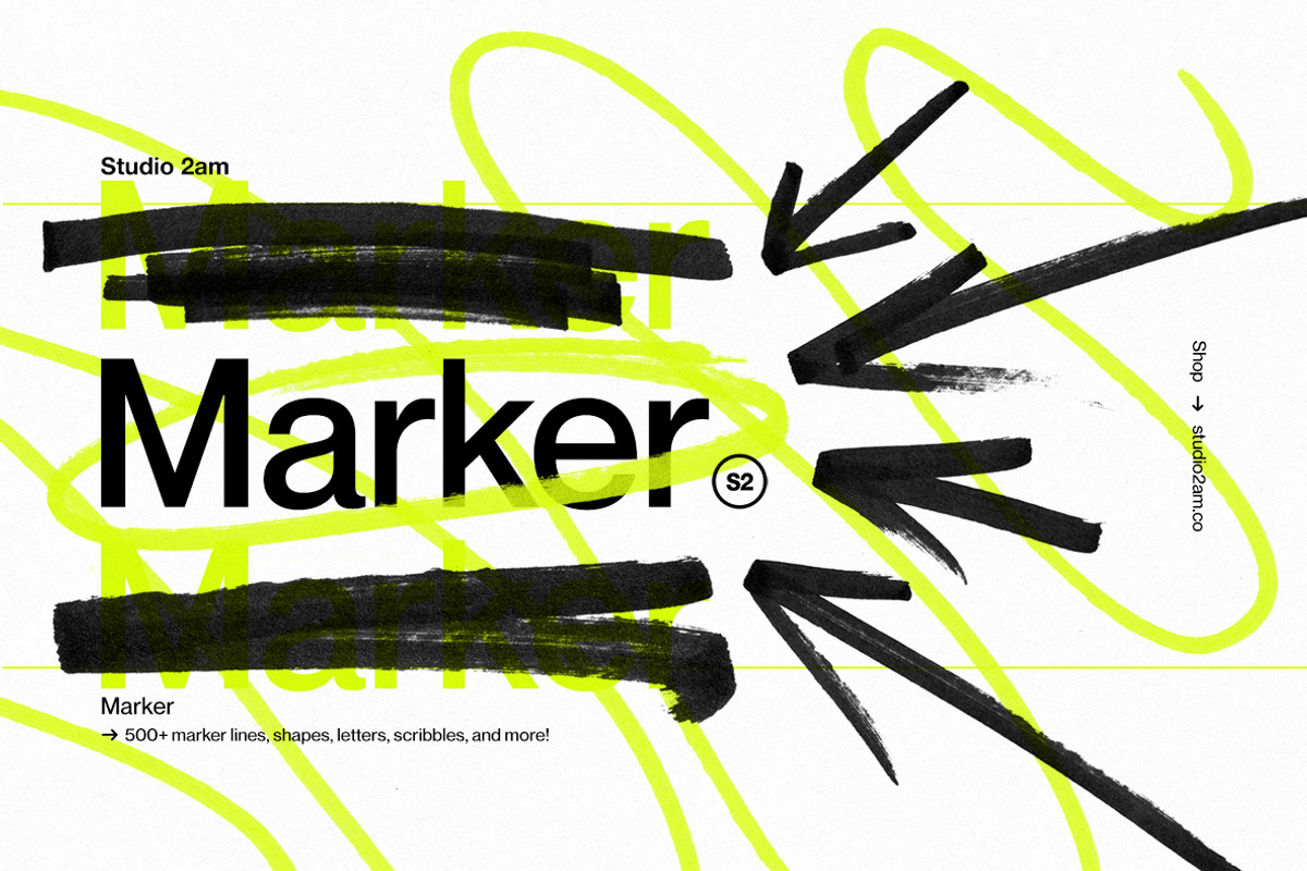 Marker – 500 Scribbles, Lines & More, a Texture Graphic by Studio 2am