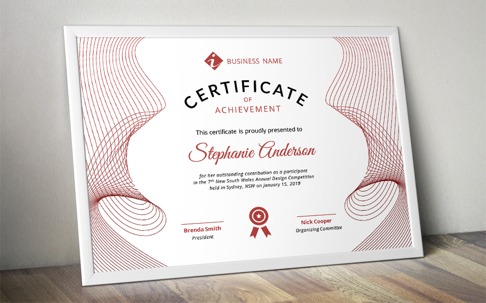 Line curve certificate docx template, a Stationery Template by Inkpower ...