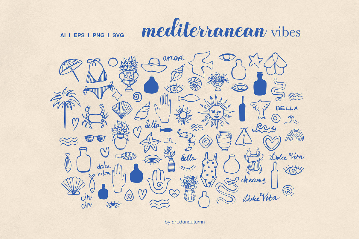 Mediterranean illustration cliparts