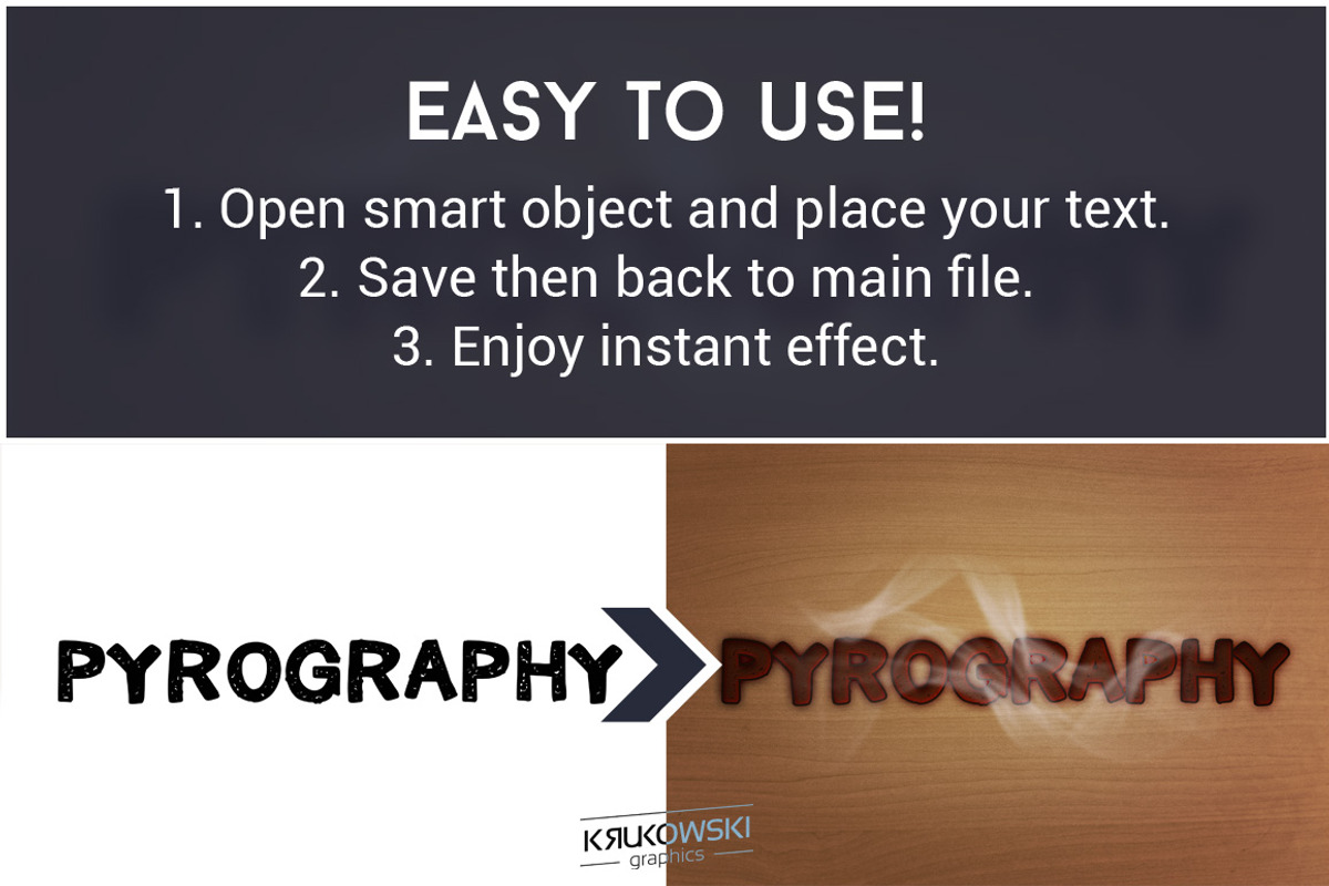 Pyrography Text Effect, a Layer Style Add-On by Krukowski Graphics