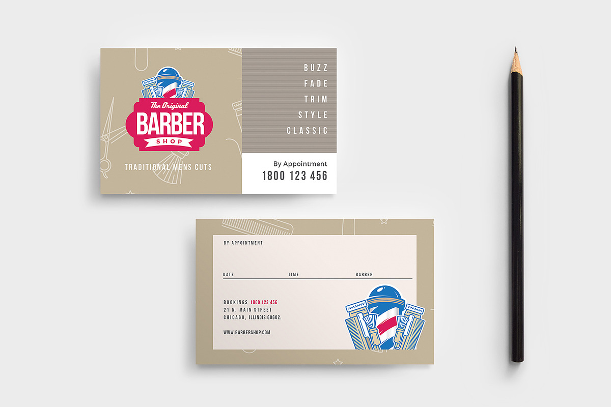 Barber's Appointment Card Template, a Business Card Template by BrandPacks