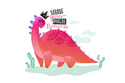 Dinosaur princess poster. Cute dino, an Animal Illustration by YummyBuum