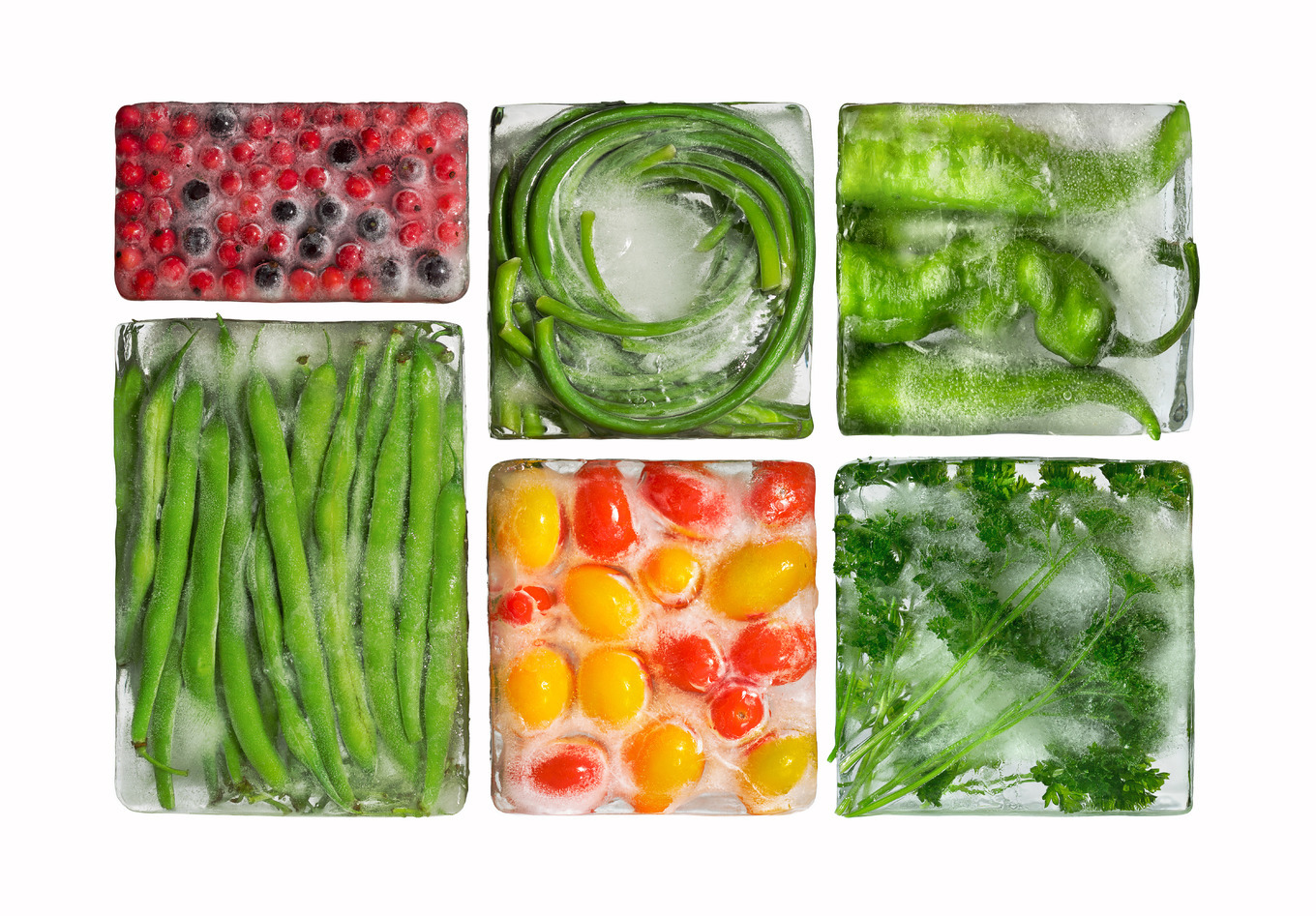 Frozen vegetables in ice featuring frozen, ice, and vegetables, a Food ...
