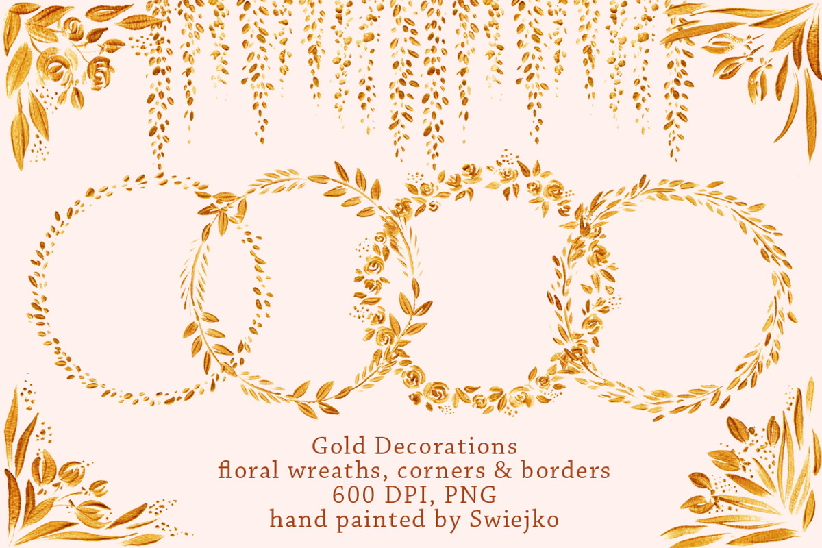 Gold Floral Frames clipart, a Decorative Illustration by swiejko