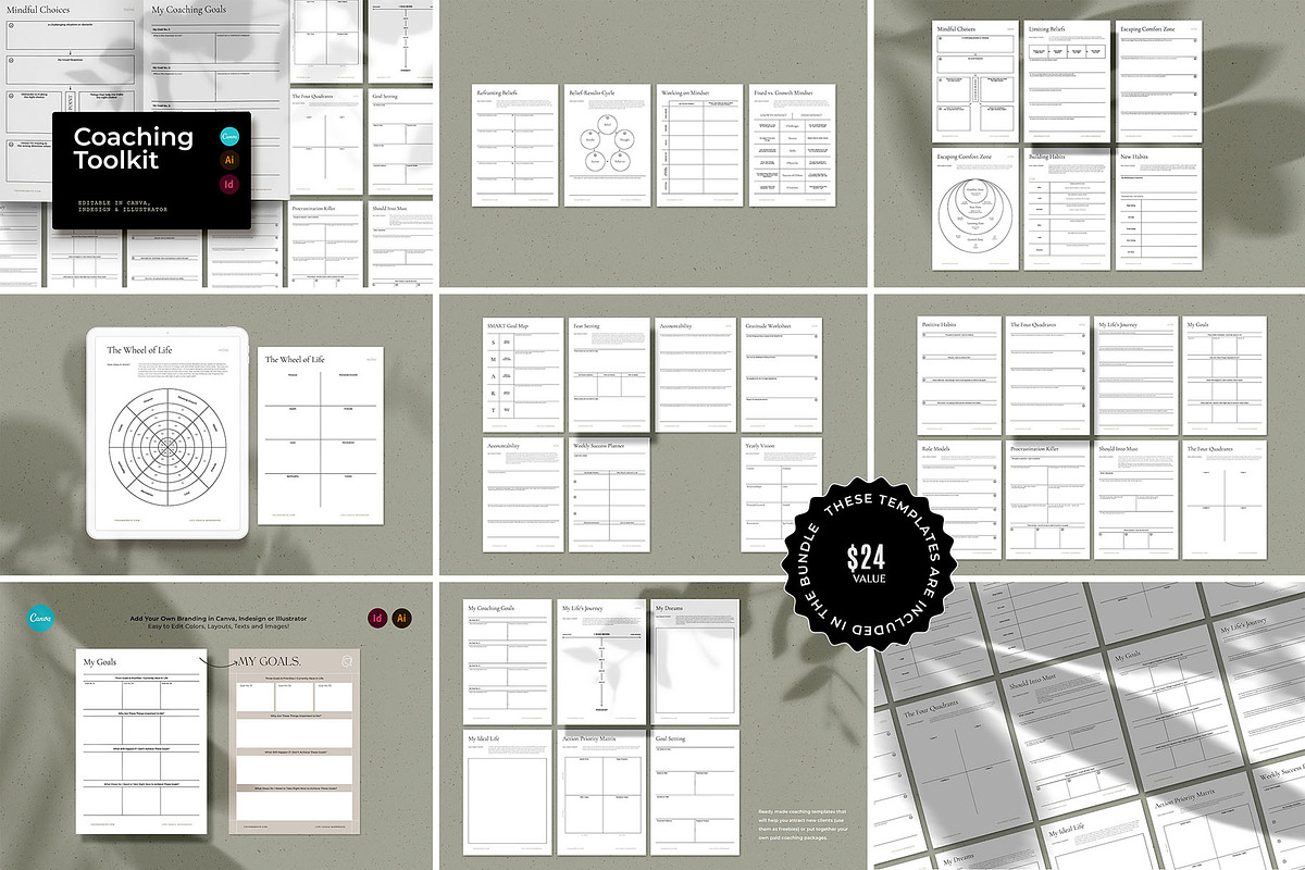 Ultimate Coaching Bundle for CANVA, a Templates & Theme by AndrewPixel