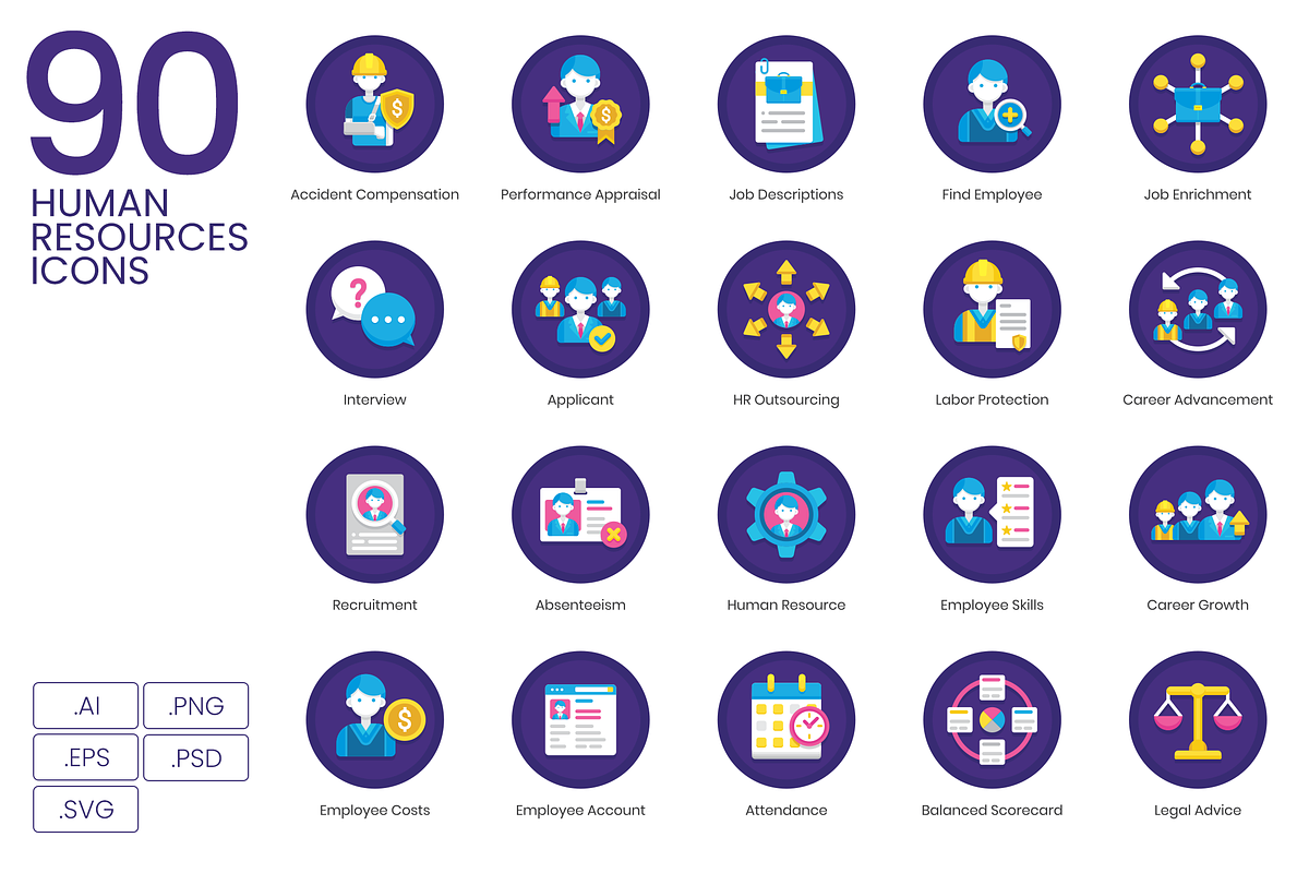 90 Human Resources Icons, an Icon by Flat Icons