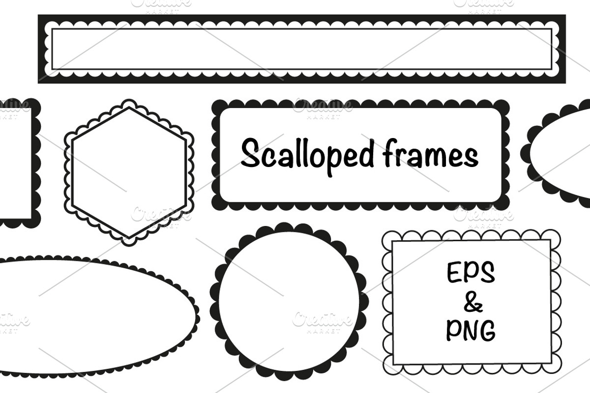 Simple scalloped frames, a Graphic by Wild Rose