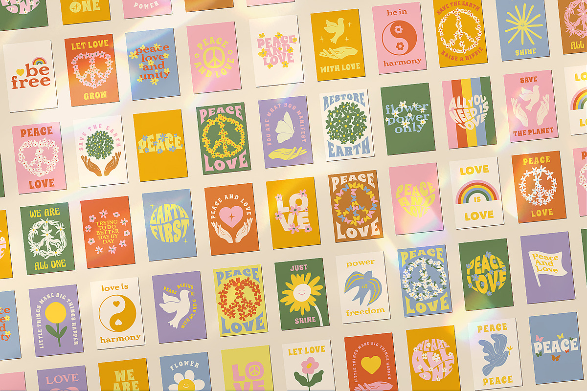 Retro Posters 70s Peace Collection, a Decorative Illustration by Ayya ...