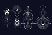 Style engraving. Space and planets, an Illustration by Chikovnaya