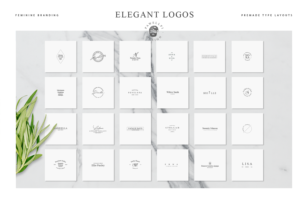 100 elegant feminine logos premium, a Branding & Logo Template by pawellpi