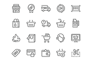 Line Shopping Icons, an Outline Icon by Davooda