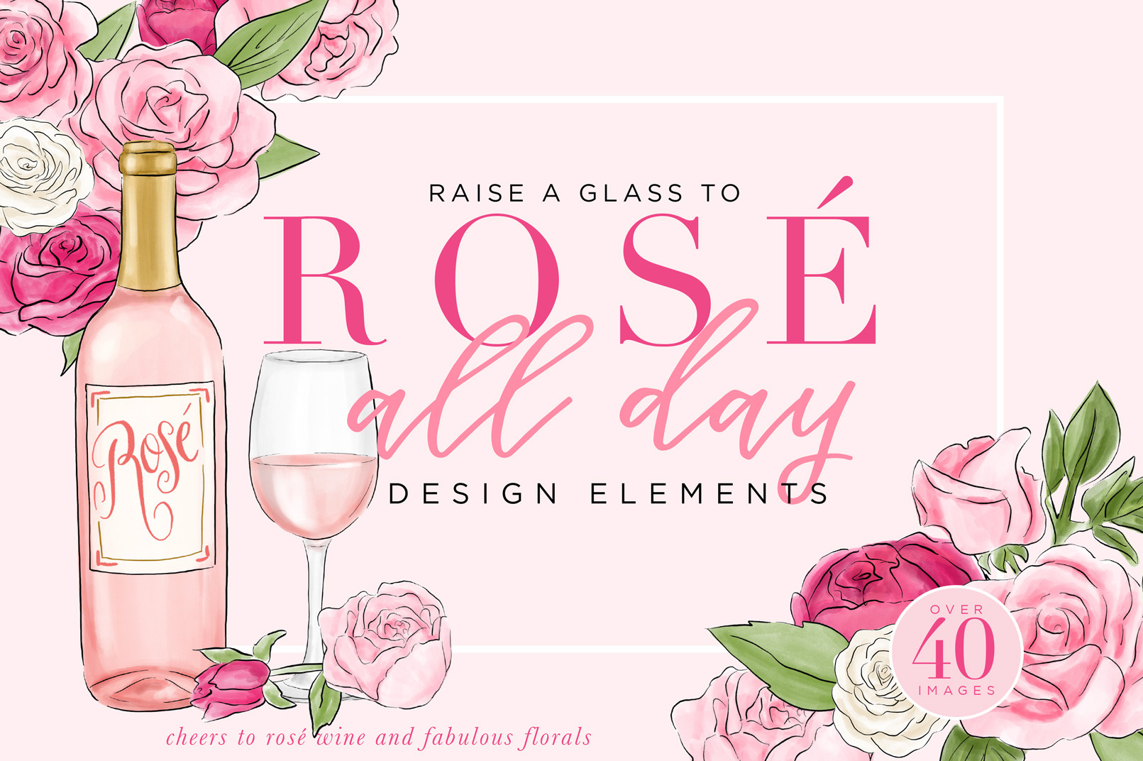 Rosé All Day Design Elements, an Illustration by Relish Designs