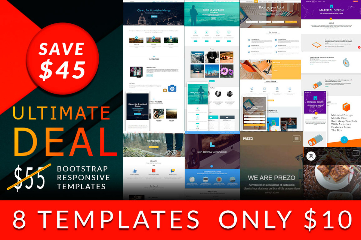8 Bootstrap One-Page templates, a Websites & App Template by ...