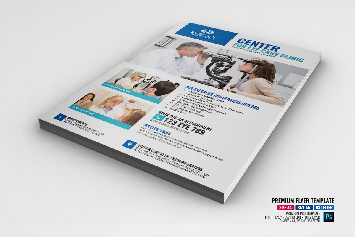 Eye Care Ophthamology Center Flyer, a Flyer Template by PSDPixel