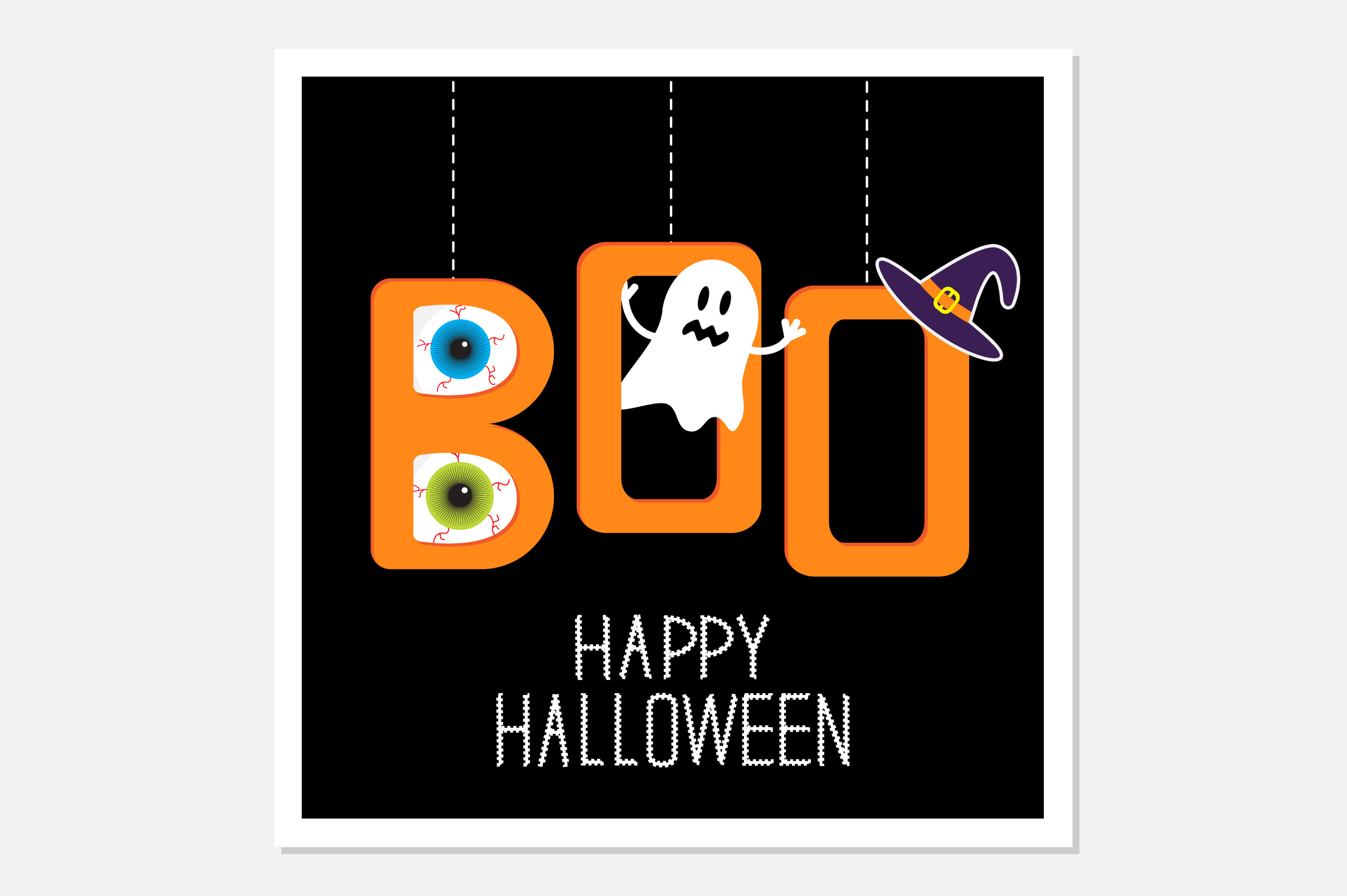 Hanging word BOO. Halloween, a Decorative Illustration by Worldofvector