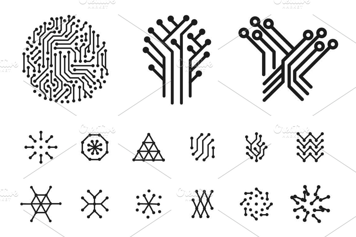 Technical circuit icon set, a Graphic by Artha Design Studio