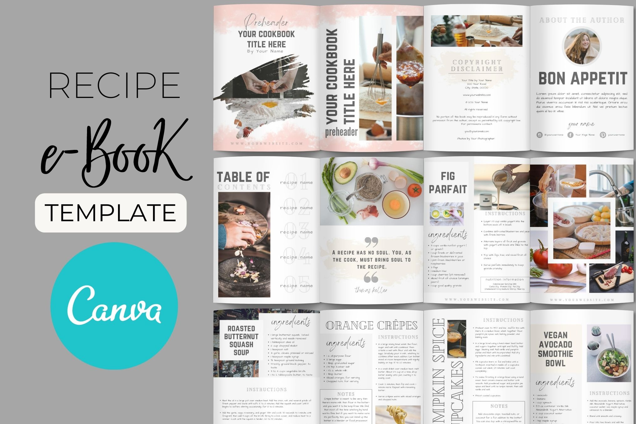 Canva Recipe Book Template, a Magazine Template by craftsmaker ...