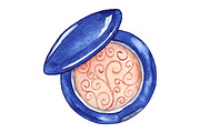 Watercolor compact powder blush art, a Decorative Illustration by Art ...