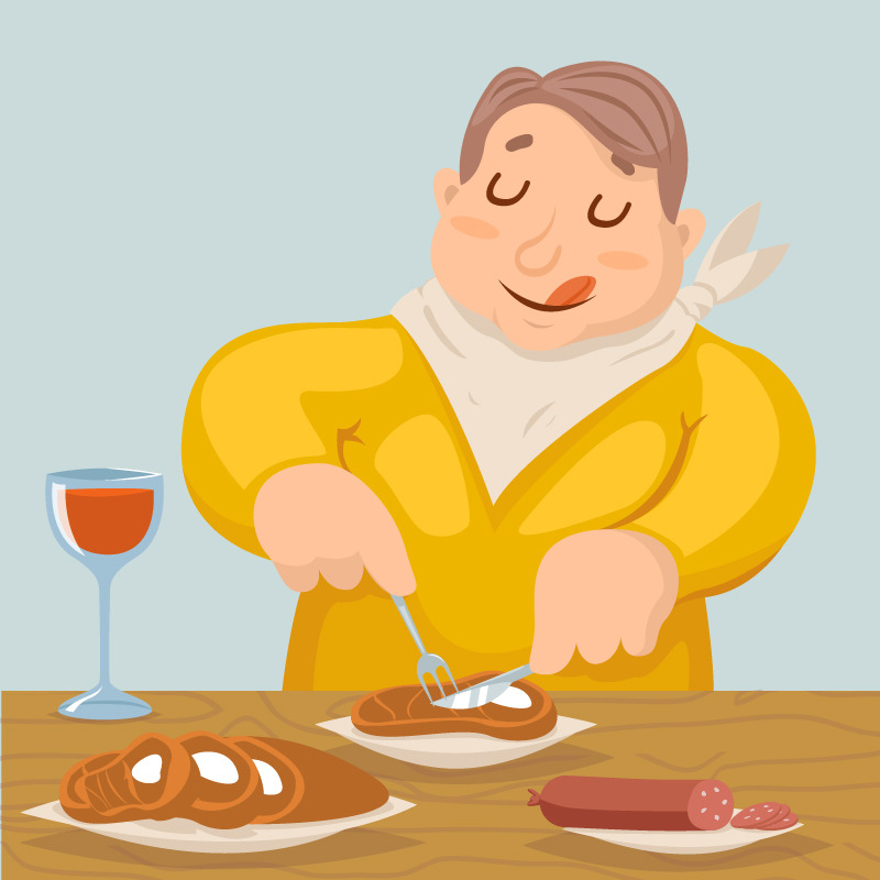 Fat Man Eat, a Food Illustration by Meiluns shop