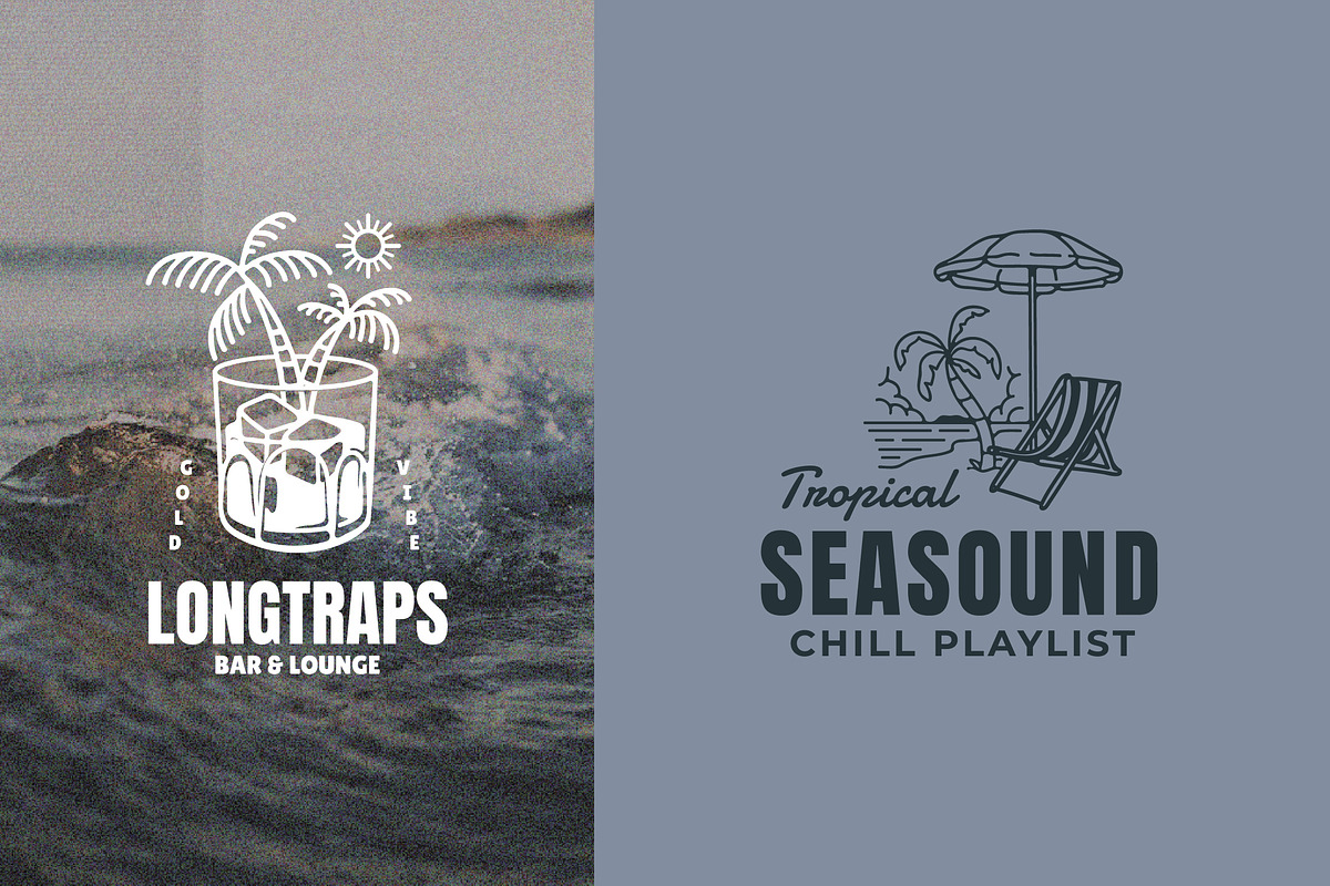 6 Summer Beach Cocktail Badges, a Branding & Logo Template by Dordar.Lab