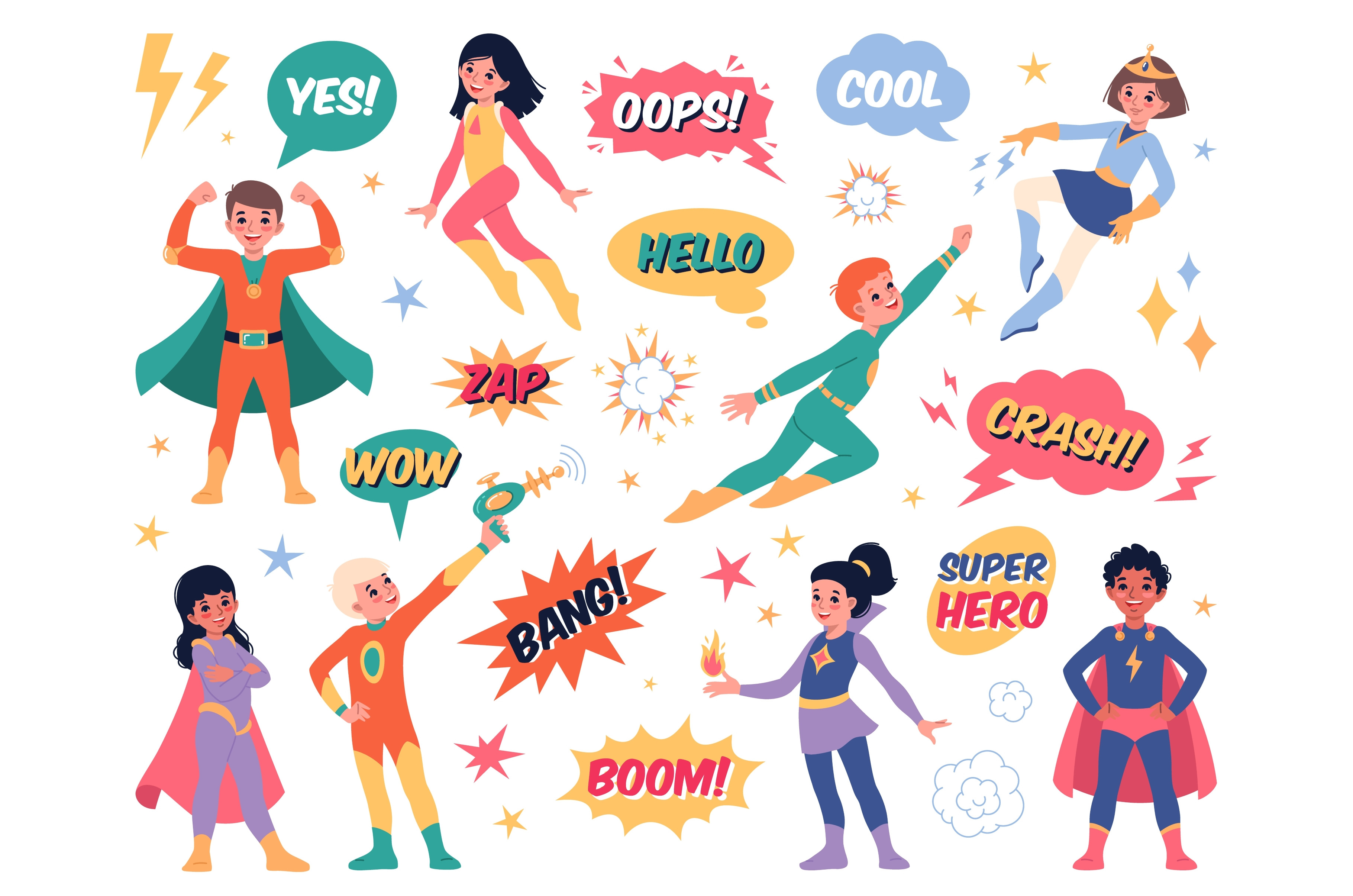 Super children. Comic speeches and, an Object Illustration by YummyBuum