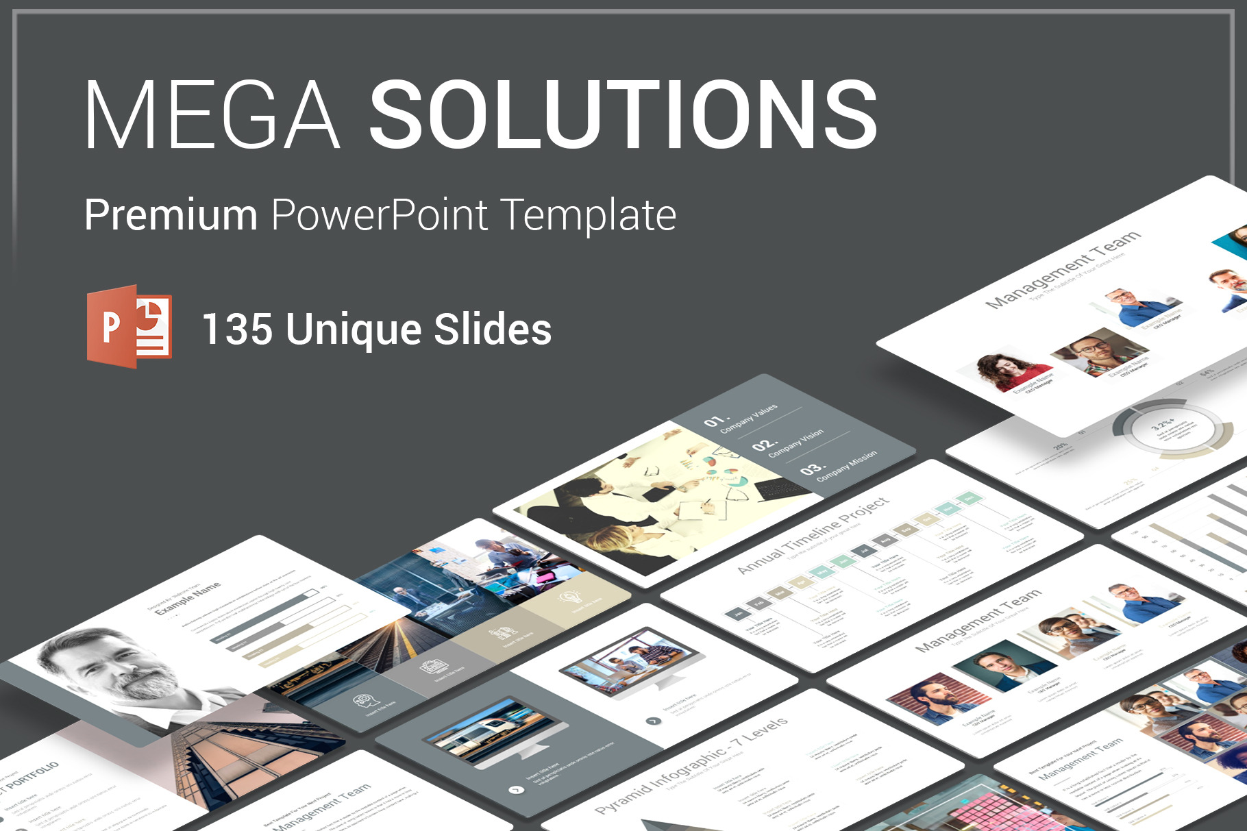 Mega Solutions PowerPoint Template, a Presentation Template by SlideOne