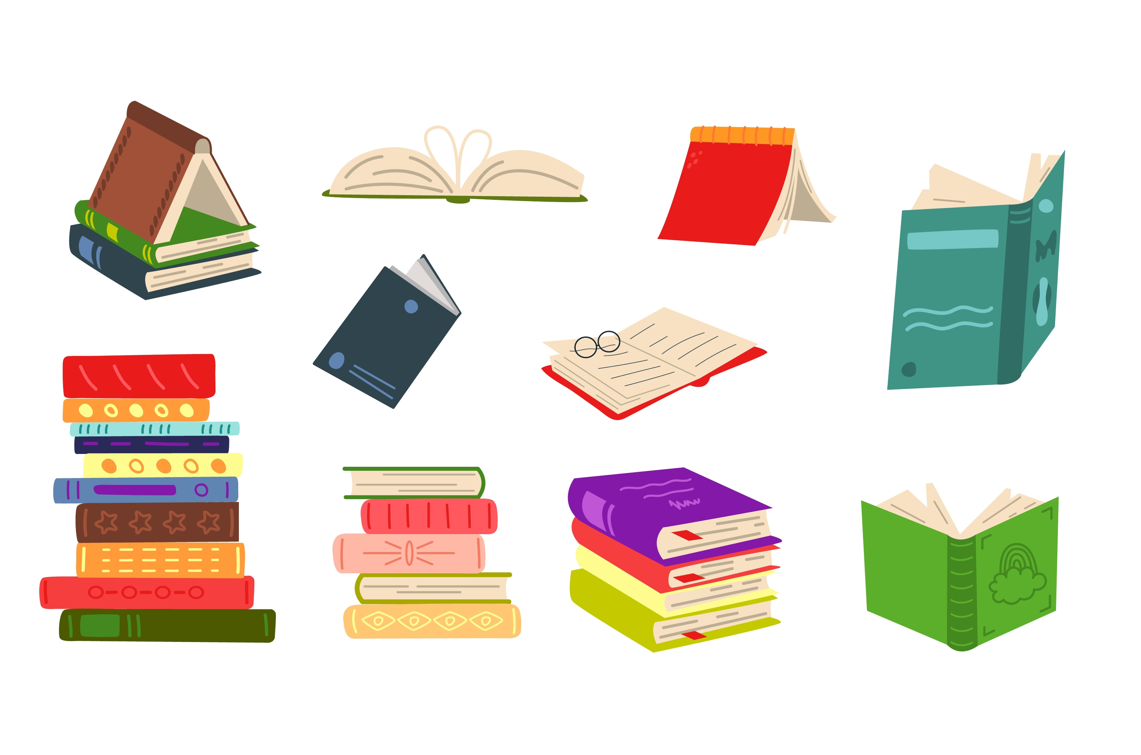 Piles of books. Open and closed book, an Object Illustration by LadadikArt