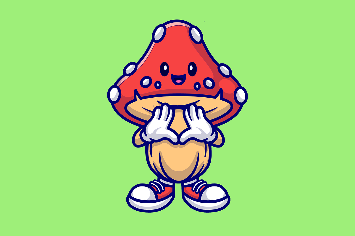 Happy Cute Mushroom Cartoon, a Food Illustration by Catalyst Labs ...