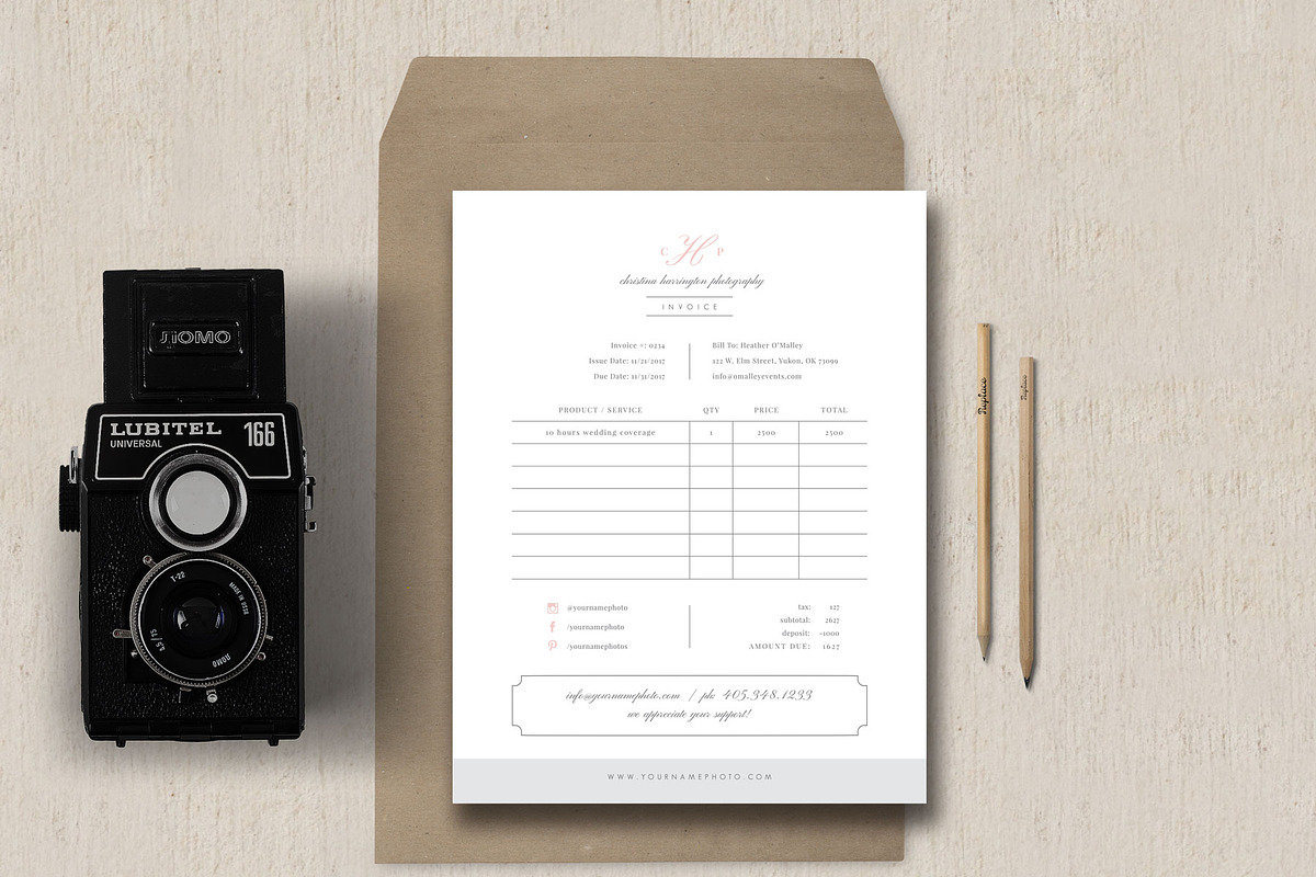 Simple Studio Invoice Template, a Stationery Template by roselindoco