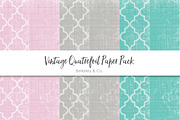 Vintage Quatrefoil Paper Pack, a Background Graphic by berkeleyandco