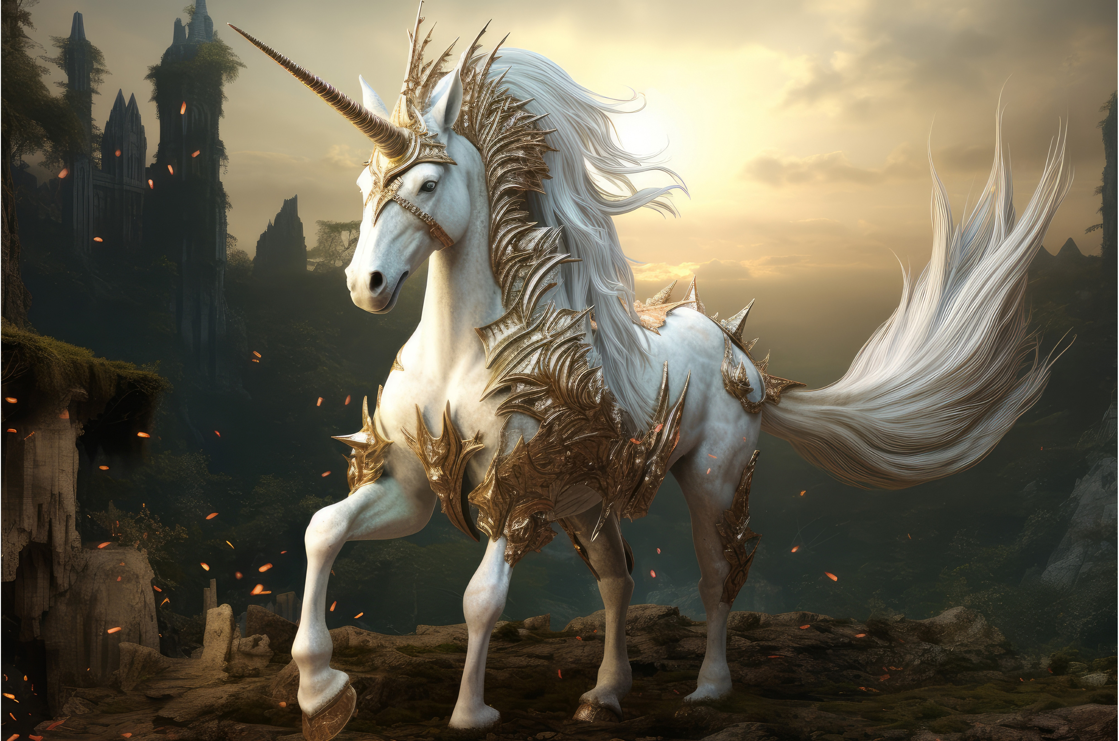 Ethereal Majestic white unicorn, an Object Illustration by Ylivdesign