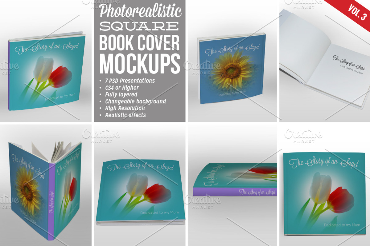 Square Book Cover Mockup 03, a Print Template by Illusiongraphic