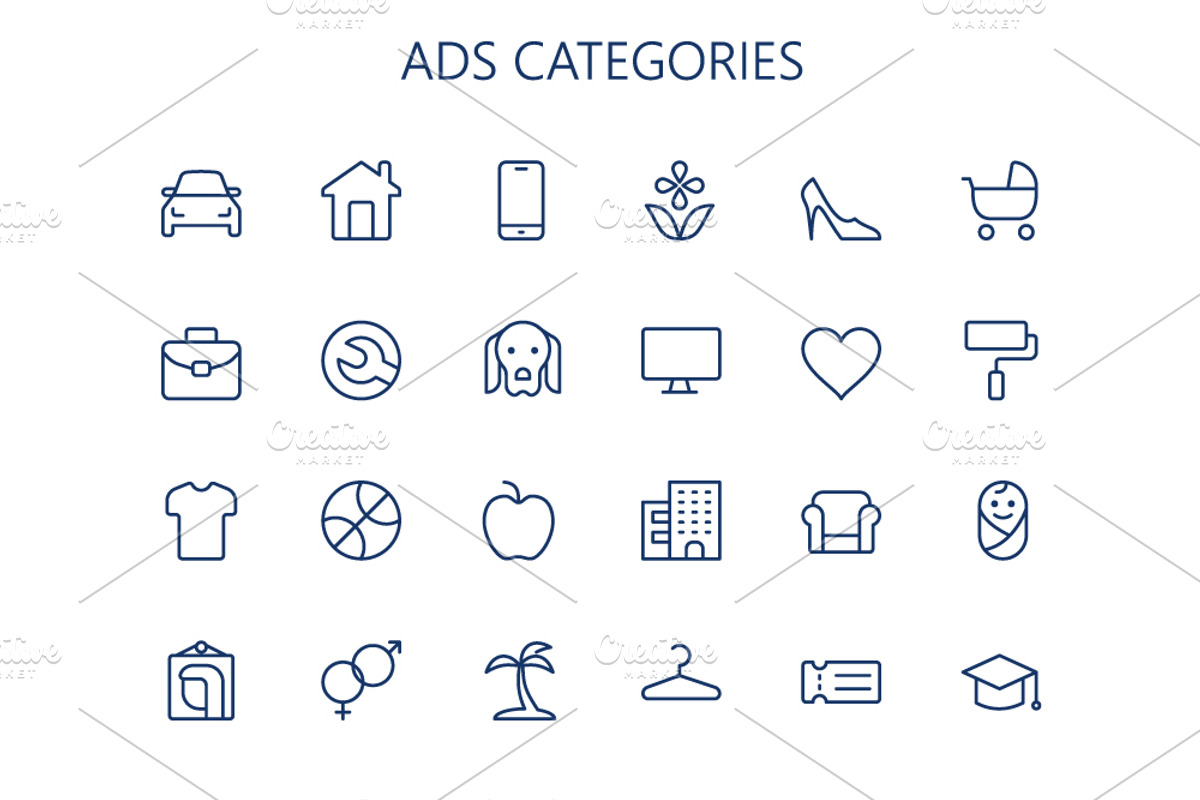 600 vector thin line mini icons set., an Outline Icon by Dacian Galea