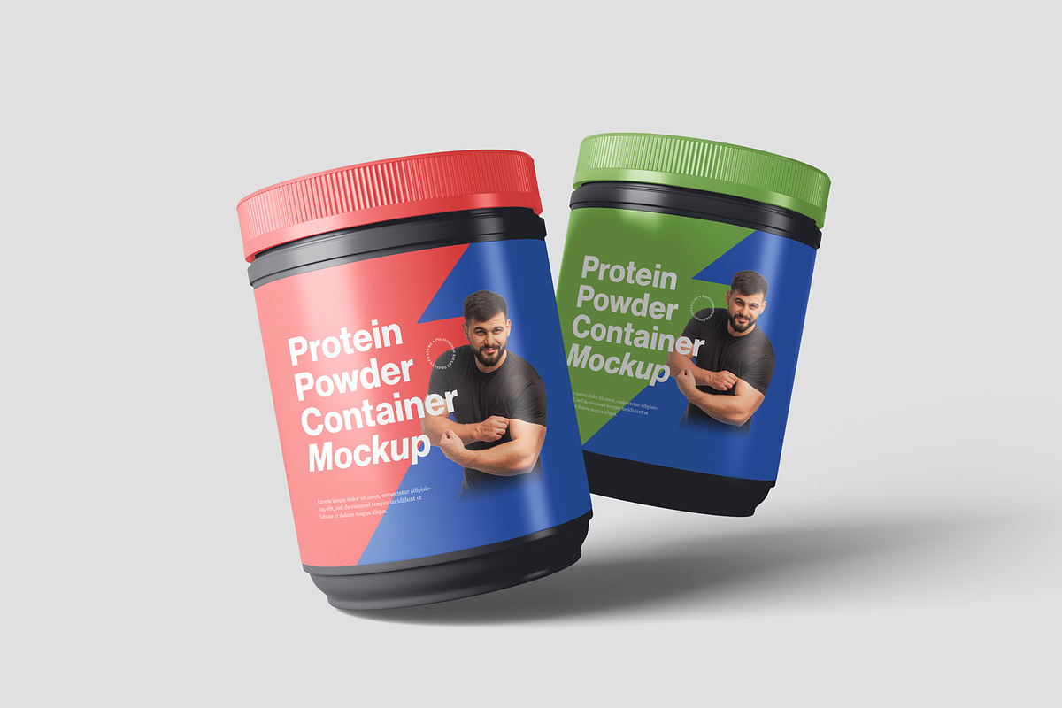 Protein Powder Container Mockups, a Packaging Mockup by artimasa