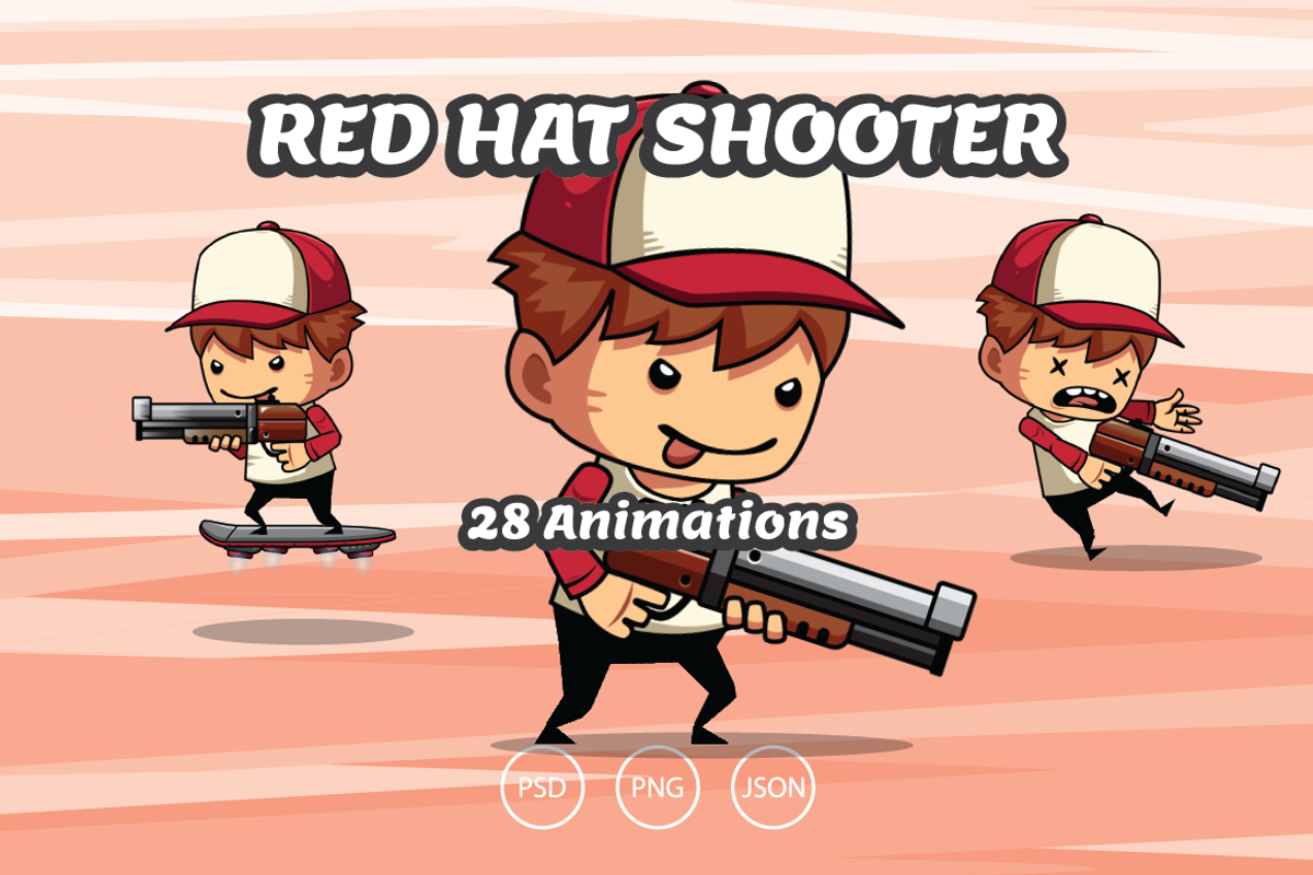 2D Game Asset - Red Hat Shooter Boy, an Illustration by Heavtryq Design