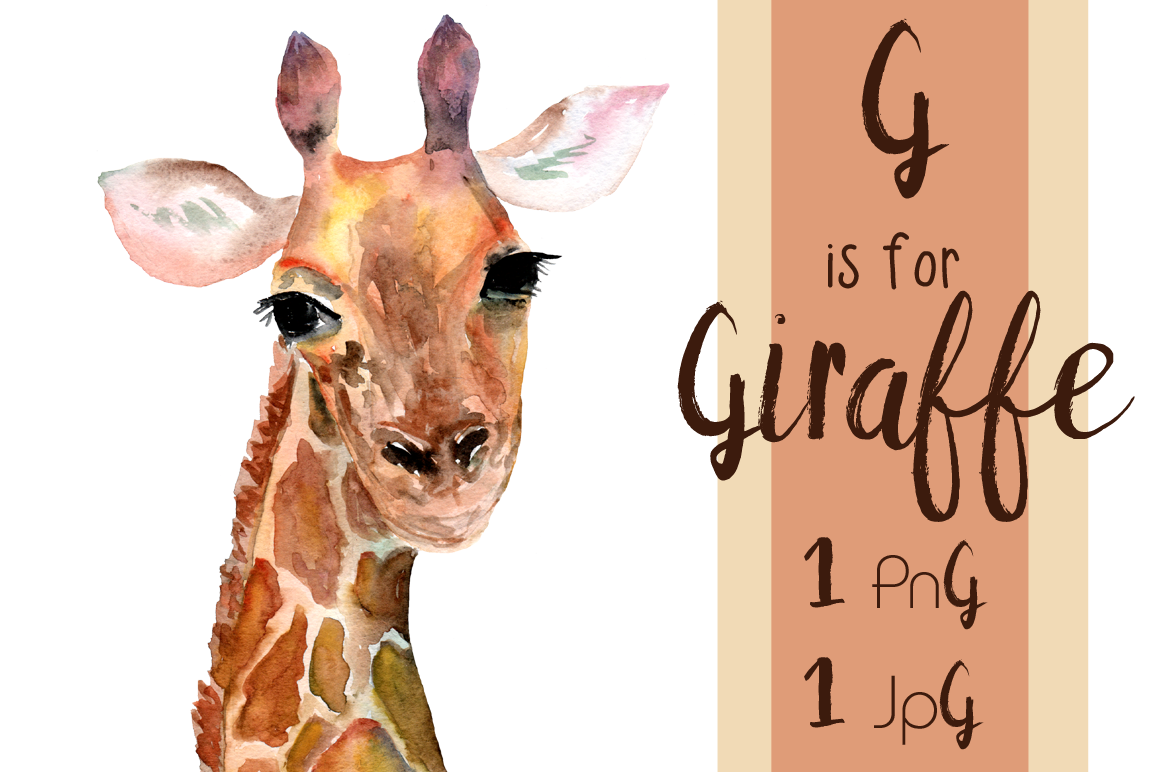 Watercolor Giraffe Print + Clip Art, a Decorative Illustration by Tati ...