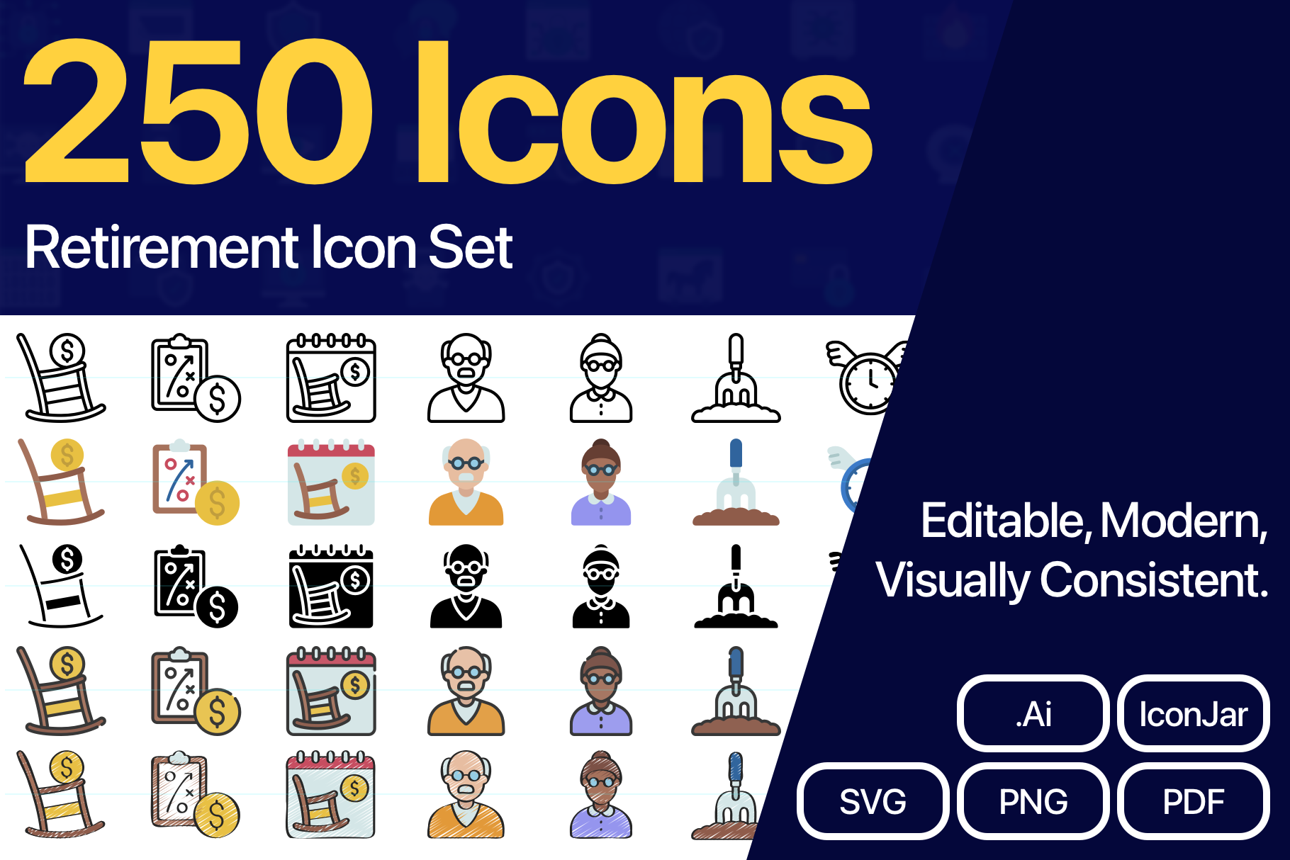 250 Retirement Vector Icons, an Outline Icon by Juicy Icons | Creative ...
