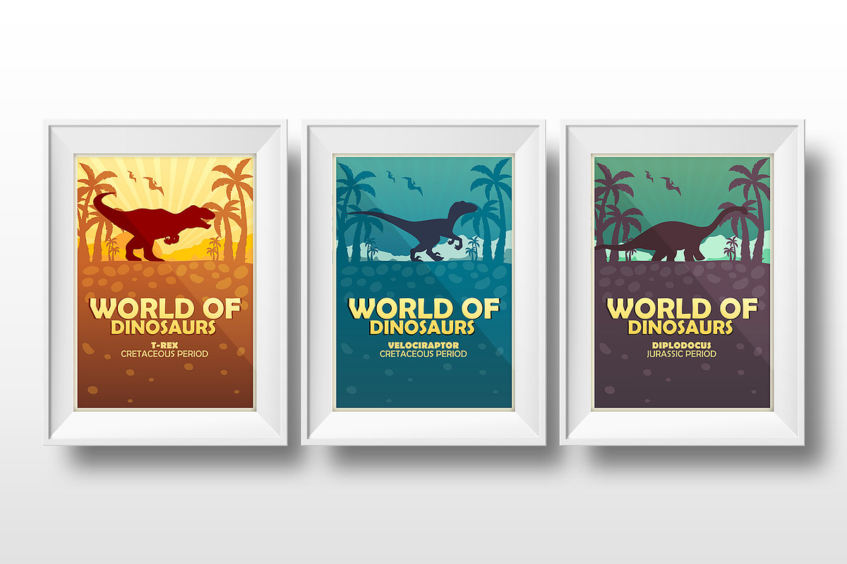 World of Dinosaurs 6 posters, an Animal Illustration by Leo Edition