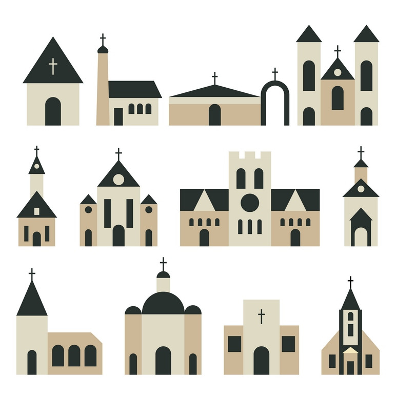 Christian church vector set, an Icon by Microvector