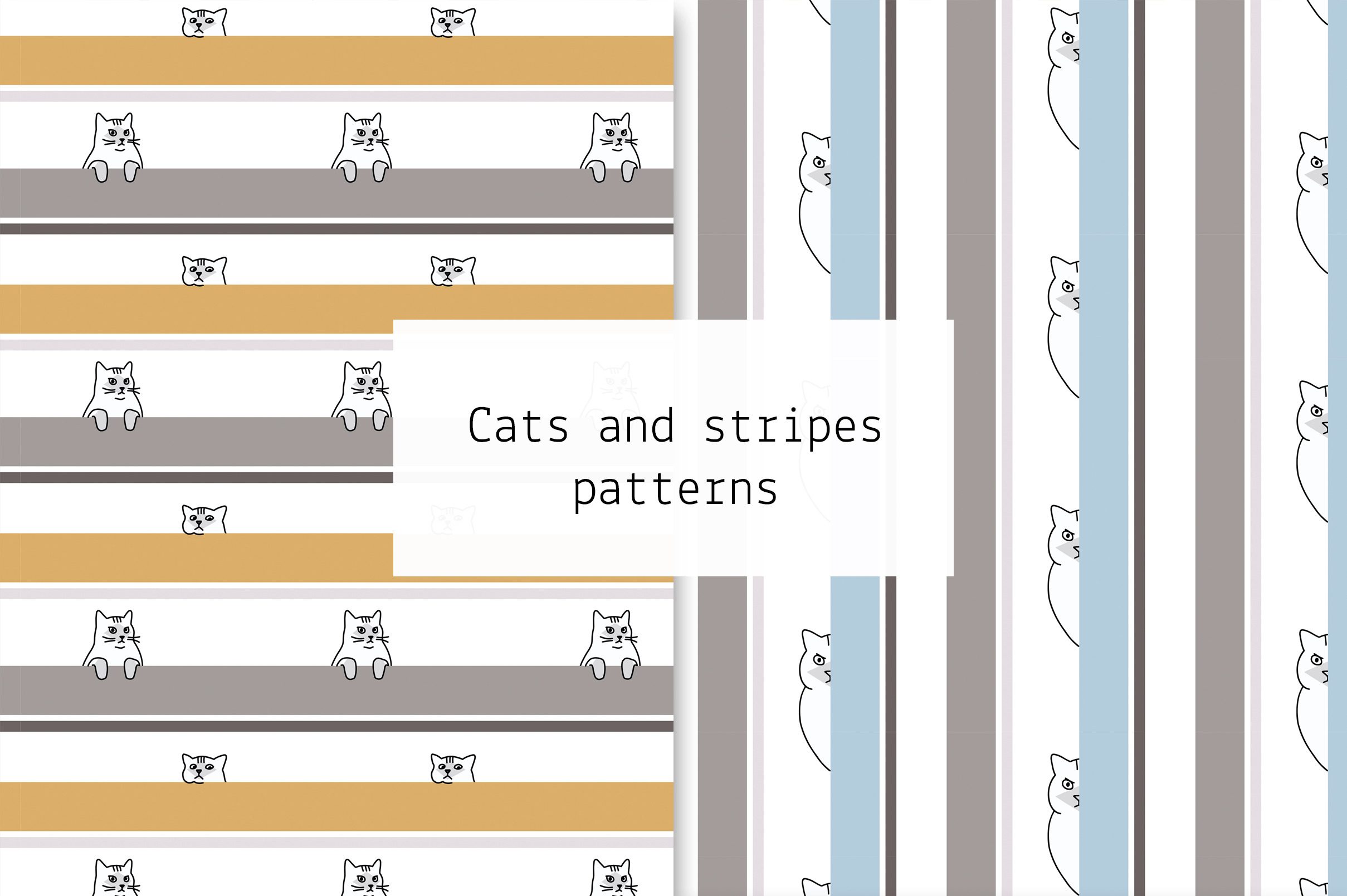 Cats and stripes patterns, a Pattern Graphic by Profitrolya