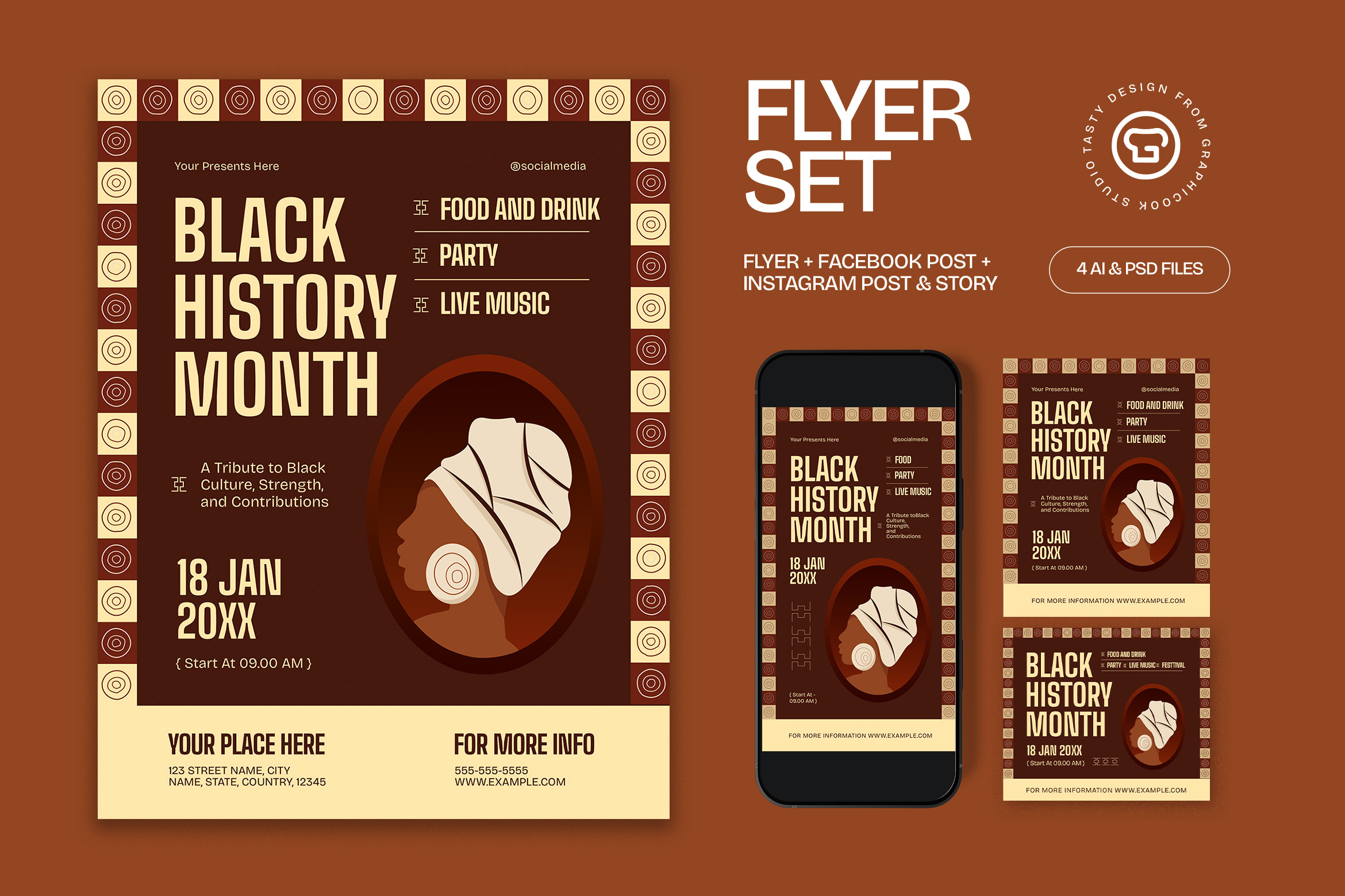 Black History Month Flyer, a Flyer Template by graphicook