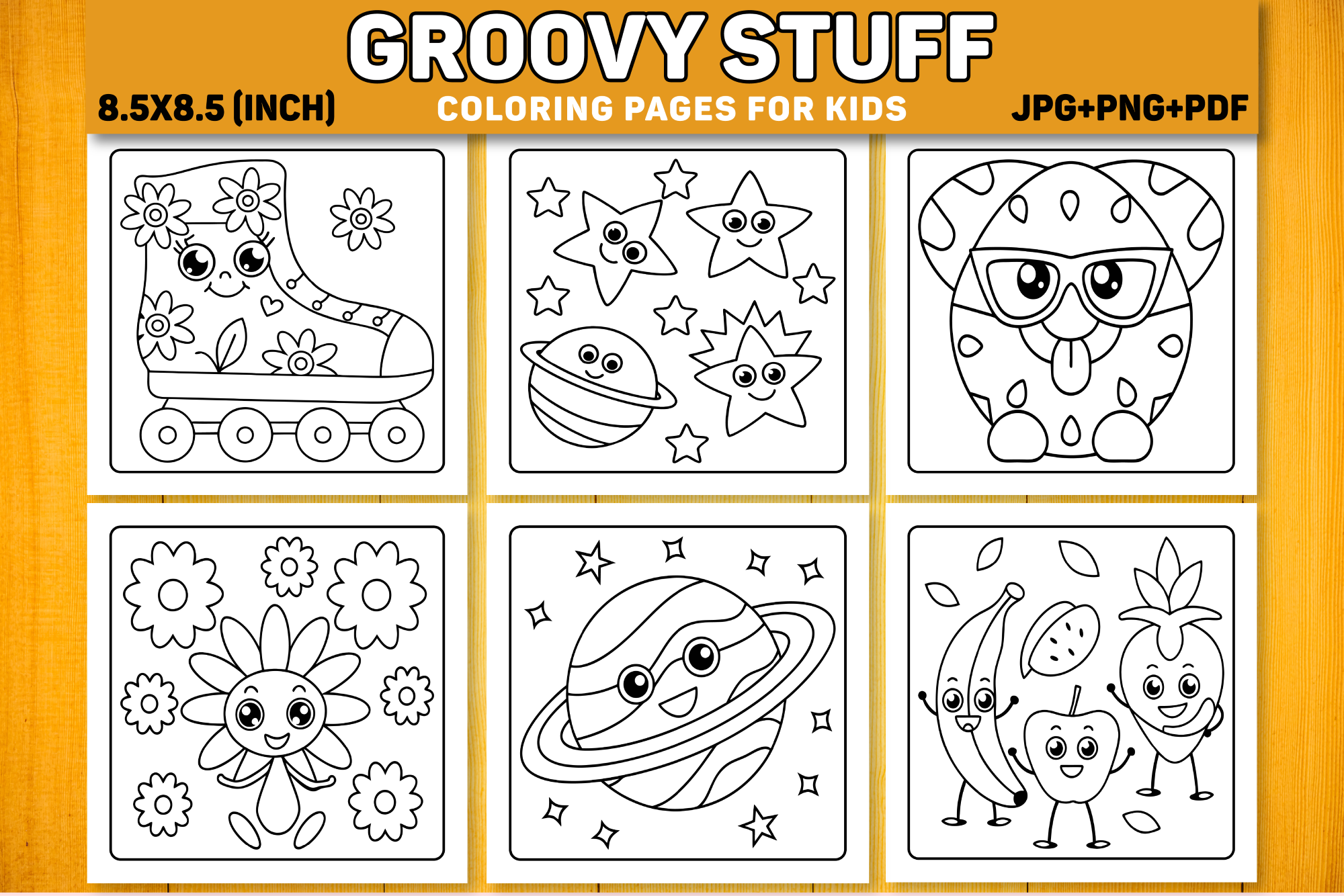Groovy Stuff Coloring Page For Kids, a Decorative Illustration by Daisy ...