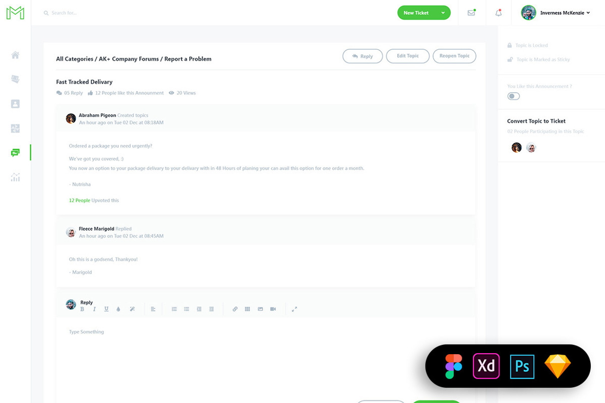 Support Tickets Admin Dashboard UI, an App Template by 3djagan