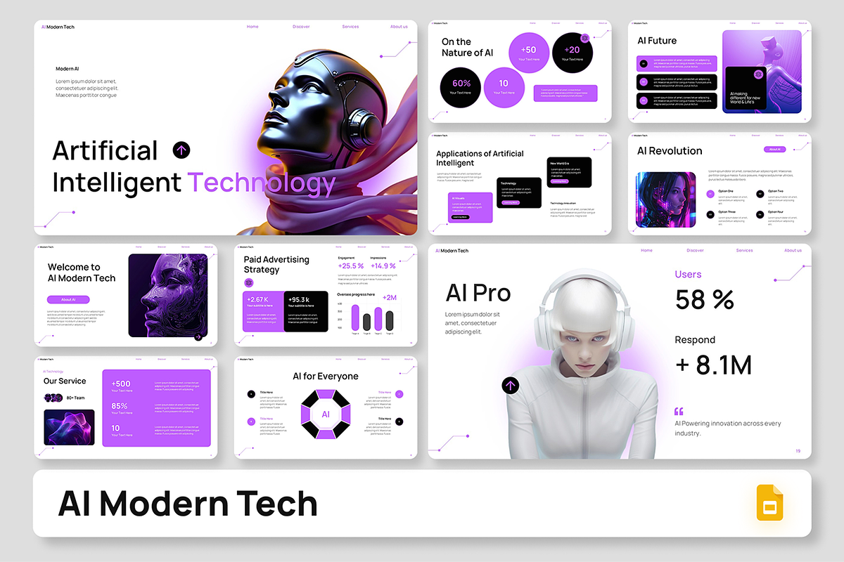 AI Modern Tech Google Slides, a Presentation Template by Premast