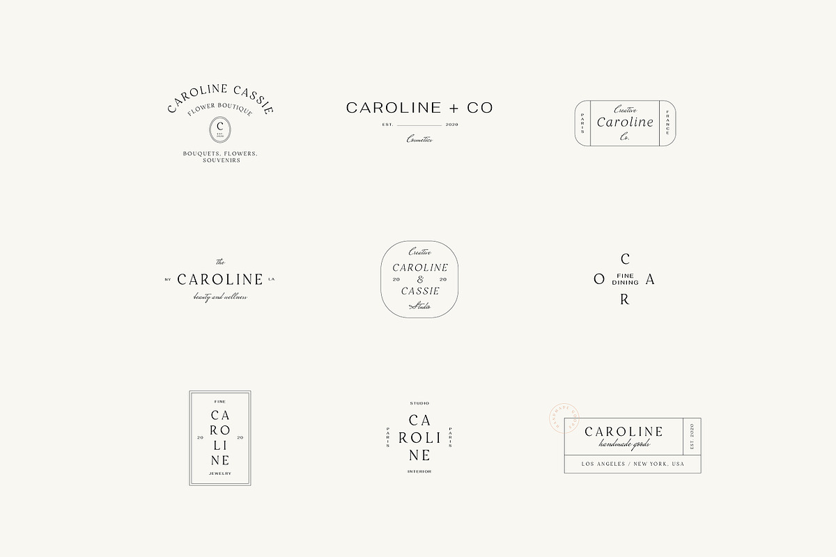 Caroline Minimal Logo Kit Ai,Eps,Psd, a Branding & Logo Template by ...