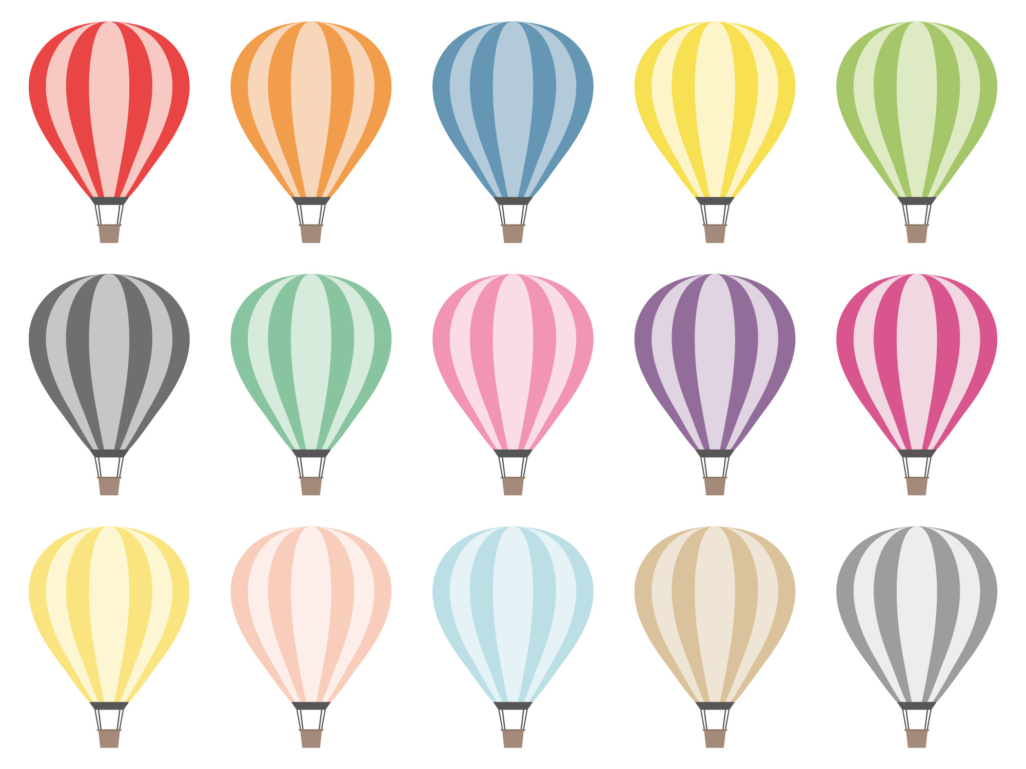 Hot Air Balloons Clipart, an Illustration by NM-Design-Studio