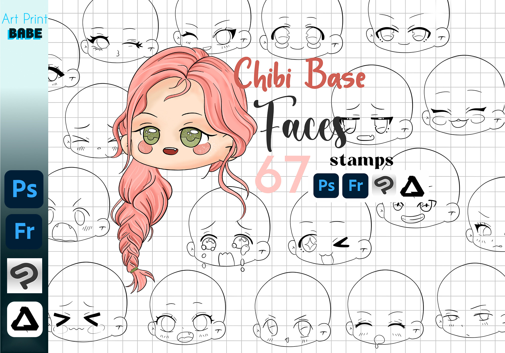 Photoshop Chibi Base Clip Studio, a Brush Add-On by ArtPrintBabe